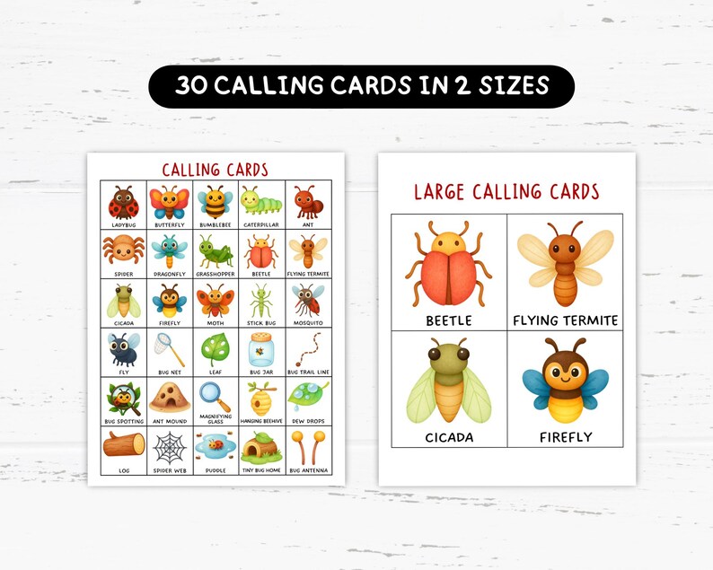 Bug Bingo Game 60 Cards Printable, Insect-themed Activity, Nature ...