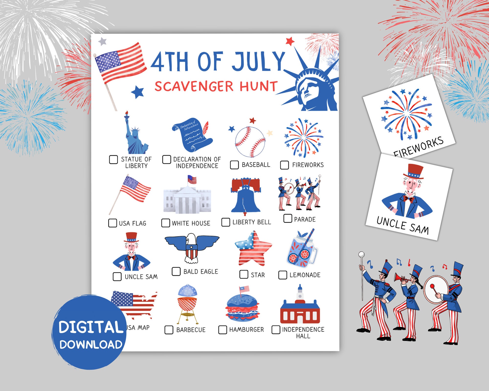 4th of July Scavenger Hunt Printable, 4th of July Party Games, Fourth ...
