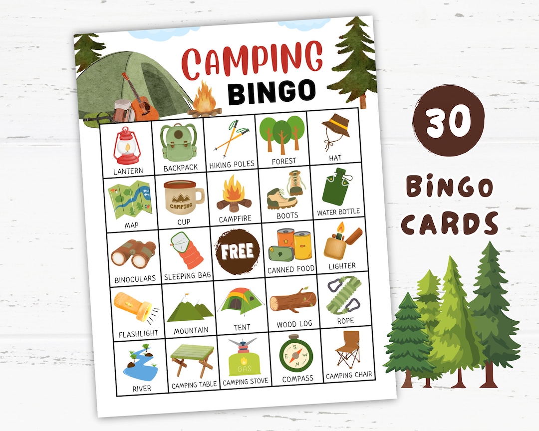 Camping Bingo Cards Printable, Camping Games for Kids, Teens, Camping ...