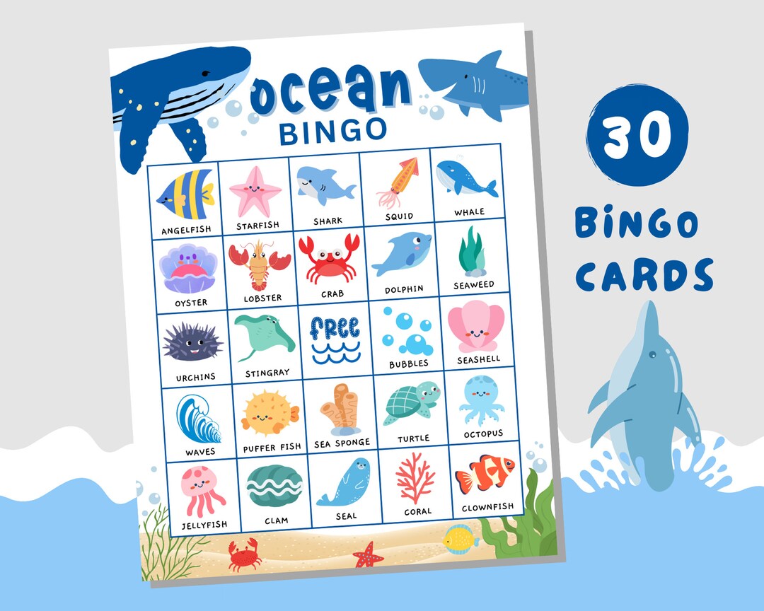 Ocean Bingo Printable, Ocean Activities Games, Under the Sea Bingo ...
