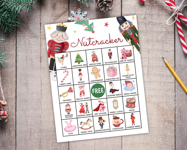 Nutcracker Bingo Game Cards Printable, Christmas Bingo Sheets ...