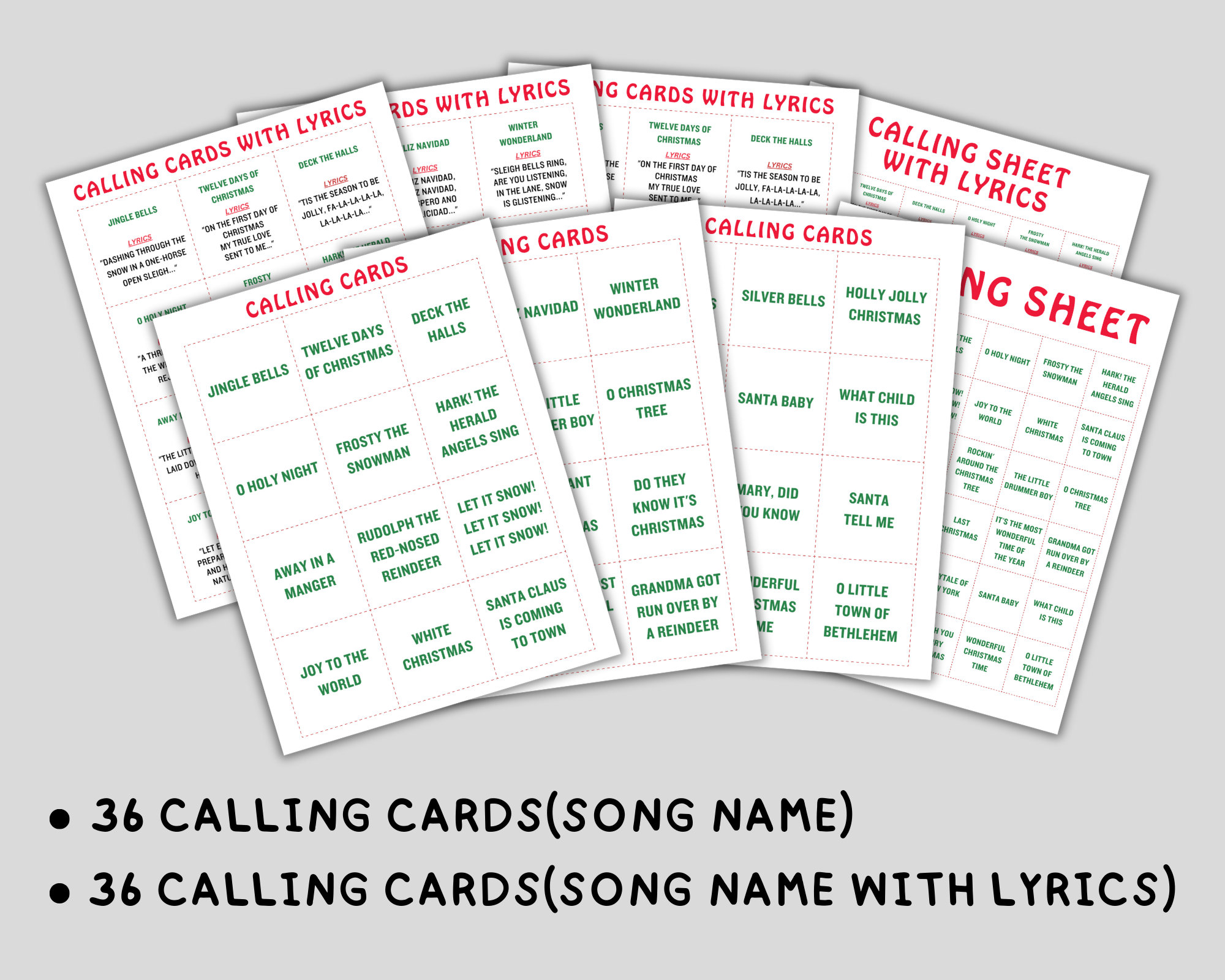 Christmas Songs Bingo Cards Printable Christmas Music Bingo - Etsy