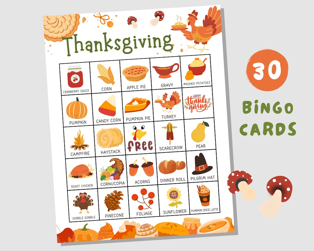 Thanksgiving Bingo Cards Printable, Thanksgiving Games Printable ...