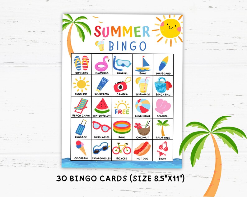 Summer Bingo Cards Printable, Summer Activities, Summer Games ...