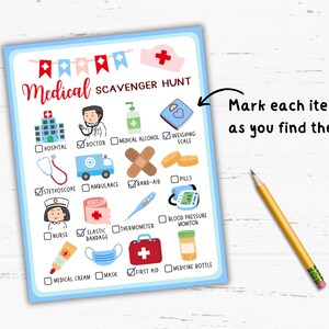 Medical Scavenger Hunt Printable, Nurse Doctor Scavenger Hunt, Indoor ...