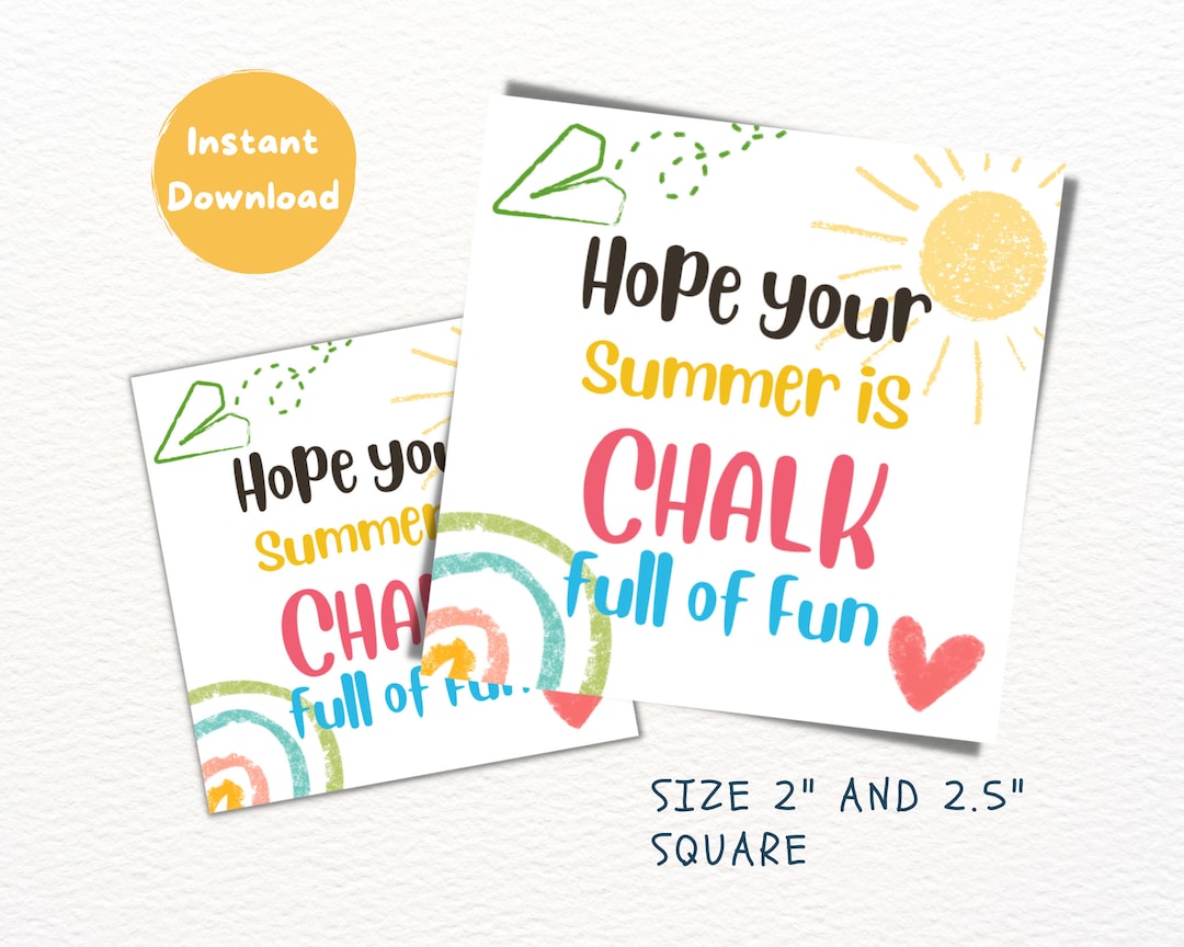 Hope Your Summer is Chalk Full of Fun Tags I Hope Your Summer - Etsy