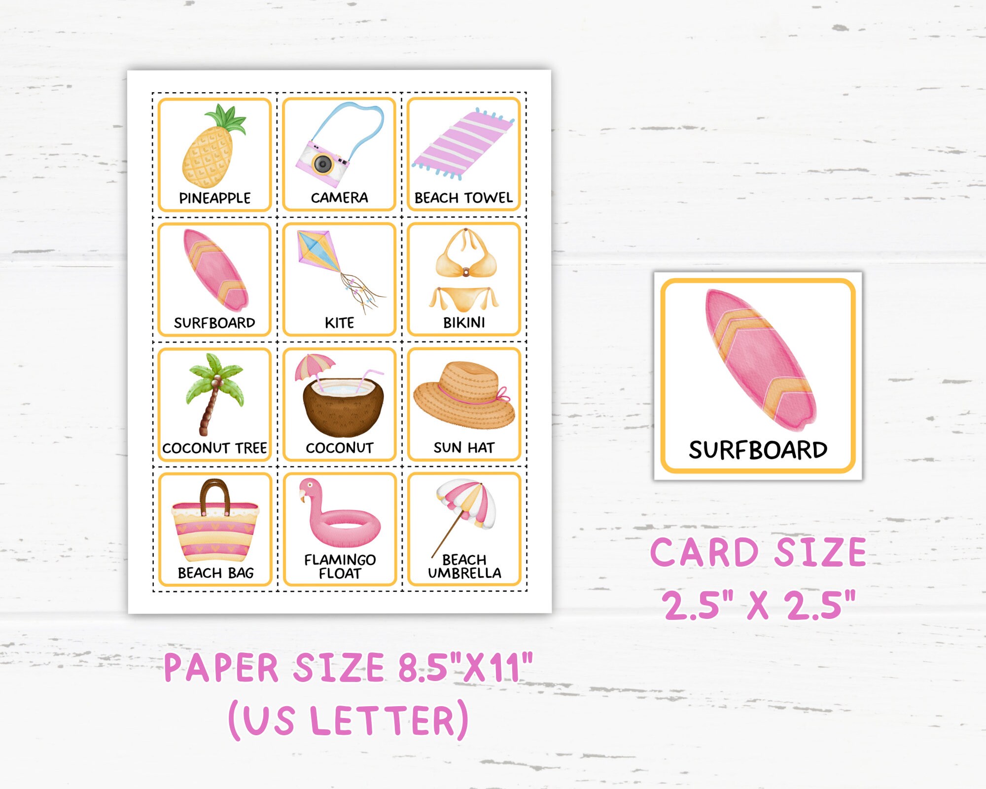 Beach Memory Game Printable, Beach Matching Game, Beach Flashcards ...