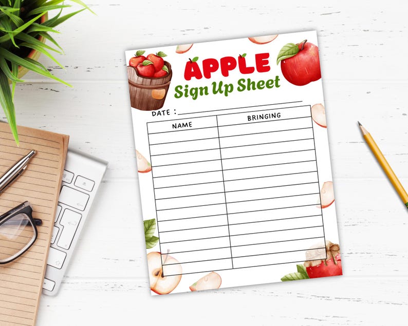 Apple Orchard Potluck Sign up Sheet, Picnic Sign up Sheet, Food Sign up ...