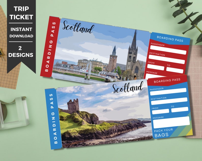 Surprise Trip to Scotland, Boarding Pass Surprise Trip Printable ...