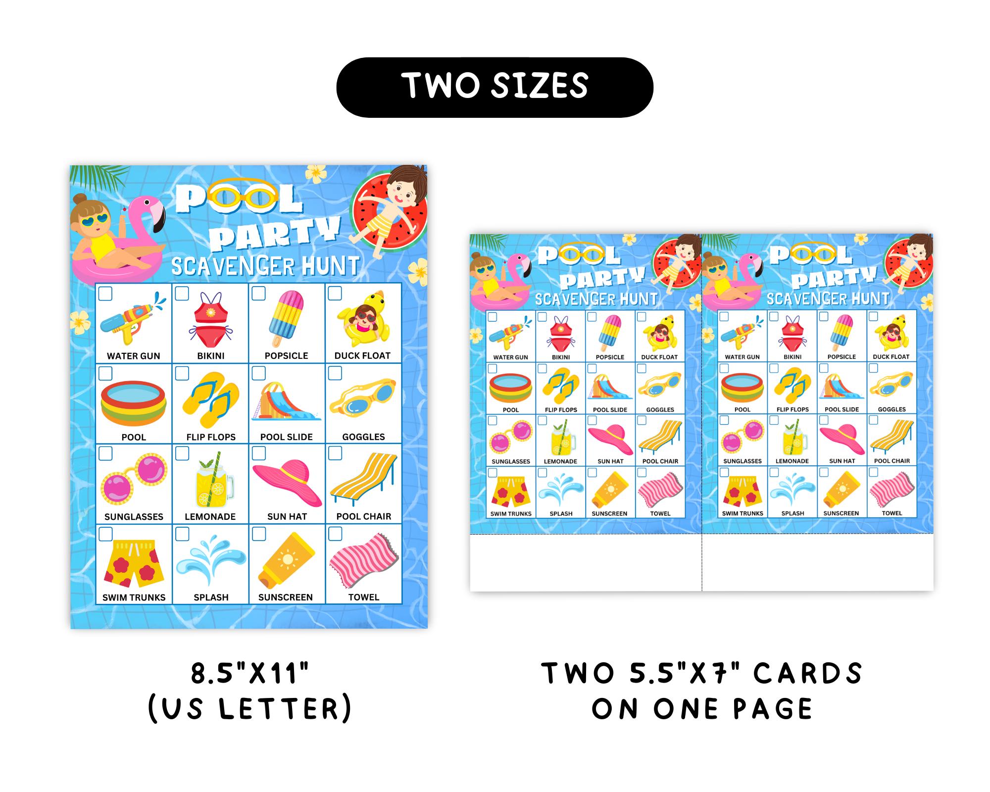Pool Party Scavenger Hunt Game, Printable Summer Swimming Activity for ...