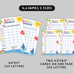 Summer Bunco Score Cards Printable, Summer Bunco Sheet, Summer Bunco ...
