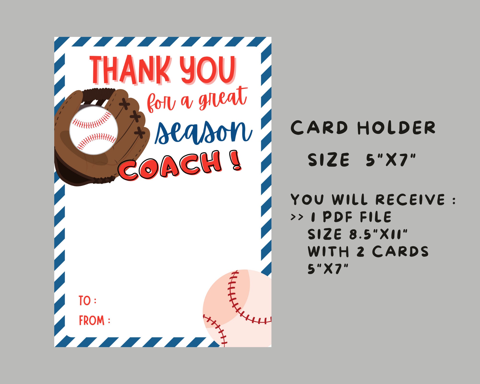 Thank You for Great Season Coach Card Holder, Baseball Coach Gift Card ...