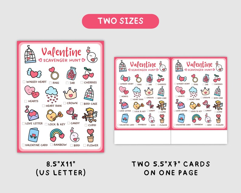 Valentine's Day Scavenger Hunt Printable, Indoor Scavenger Hunt for ...