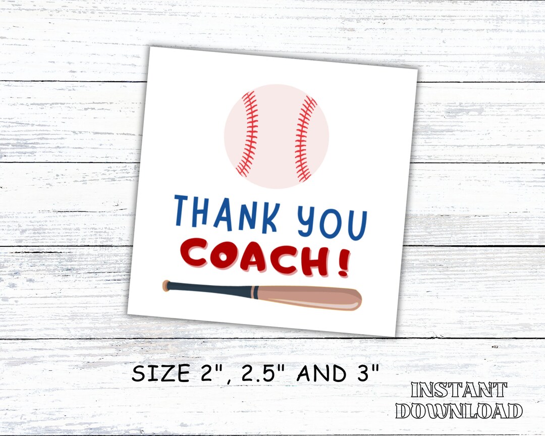 Baseball Coach Thank You Tags Printable, Baseball Thank You Tags, Coach ...