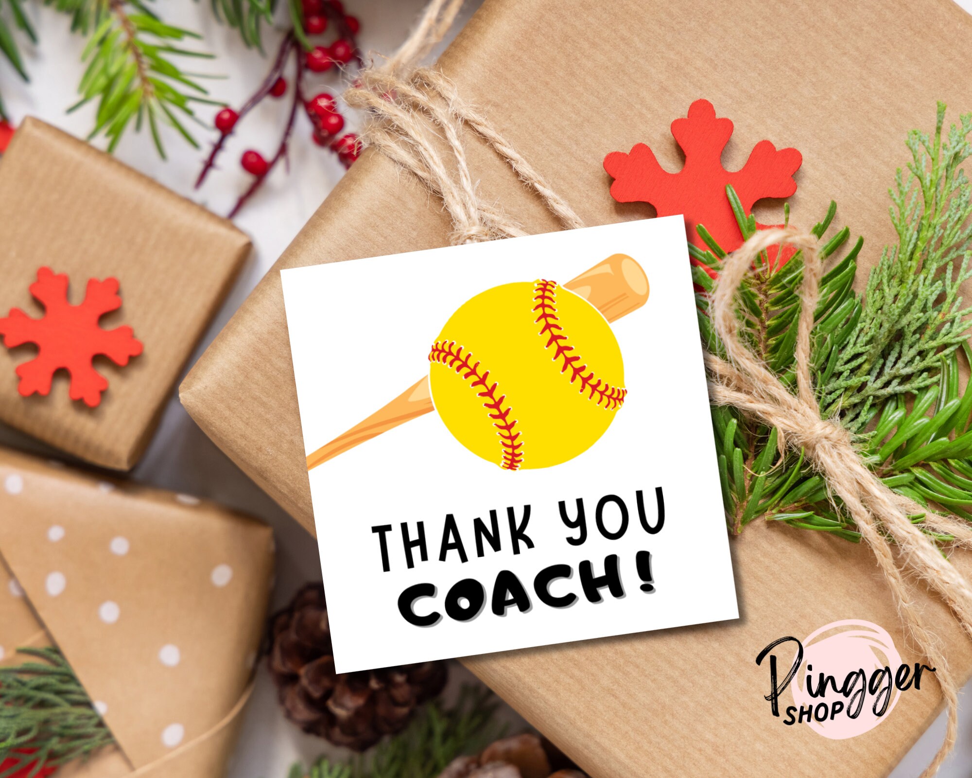 Softball Coach Thank You Tags Printable, Softball Gift Tags, Softball ...