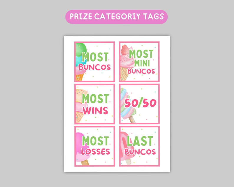 Ice Cream Bunco Score Cards Printable, Bunco Score Cards With Ice Cream ...