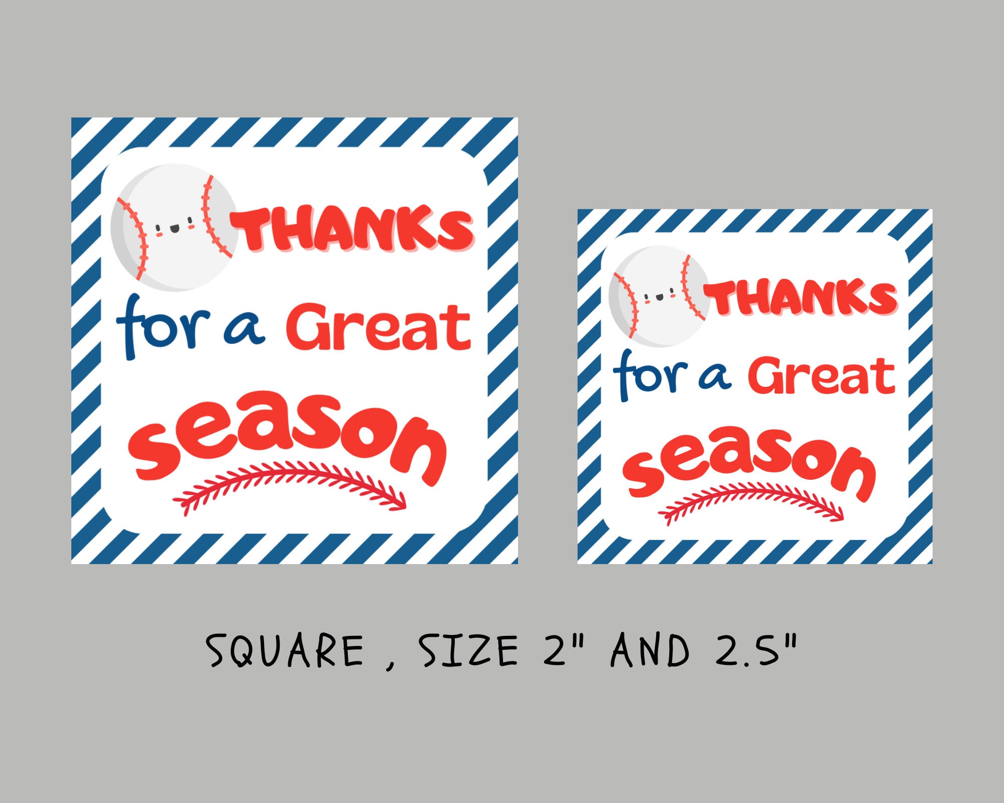 Baseball Cookie Tag Printable Thanks for A Great Season Tag - Etsy