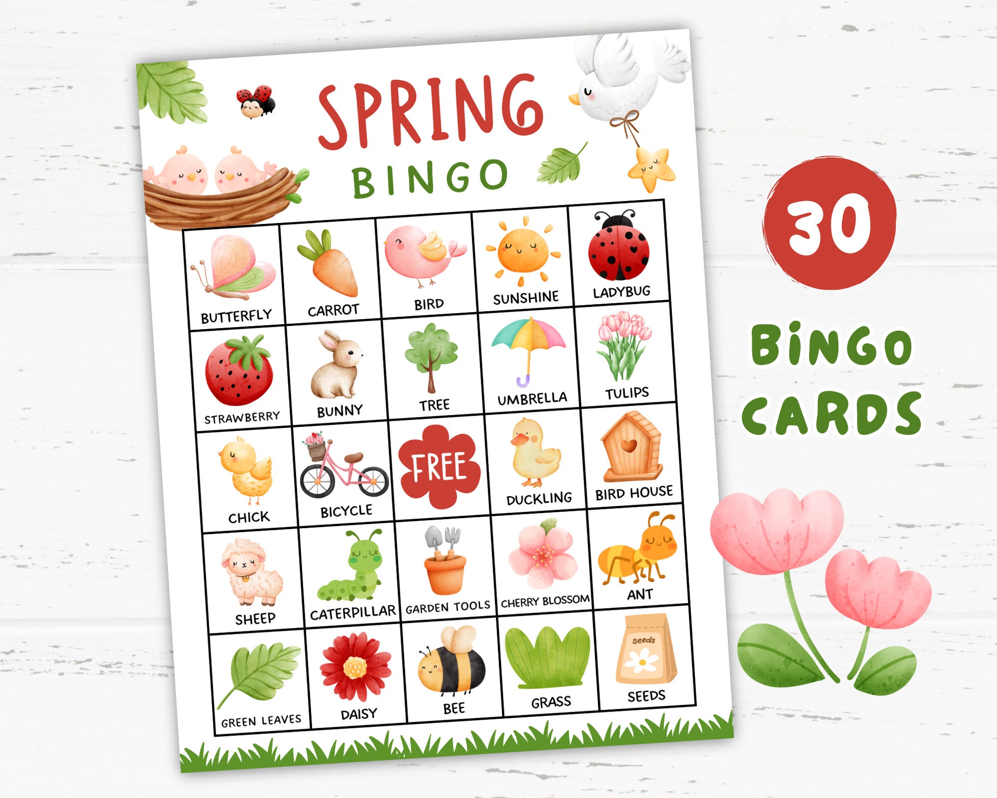 Spring Bingo Card Printable, Spring Games, Spring Activities for Kids ...
