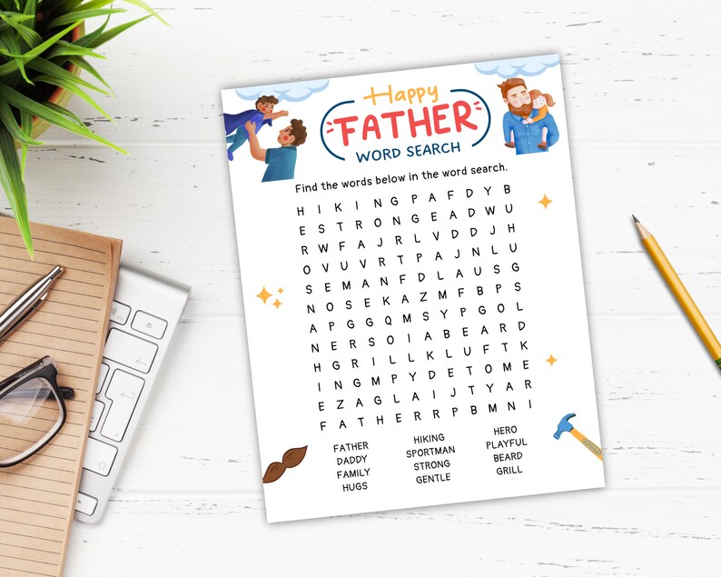 Father's Day Word Search Puzzle Printable, Father's Day Games PDF ...