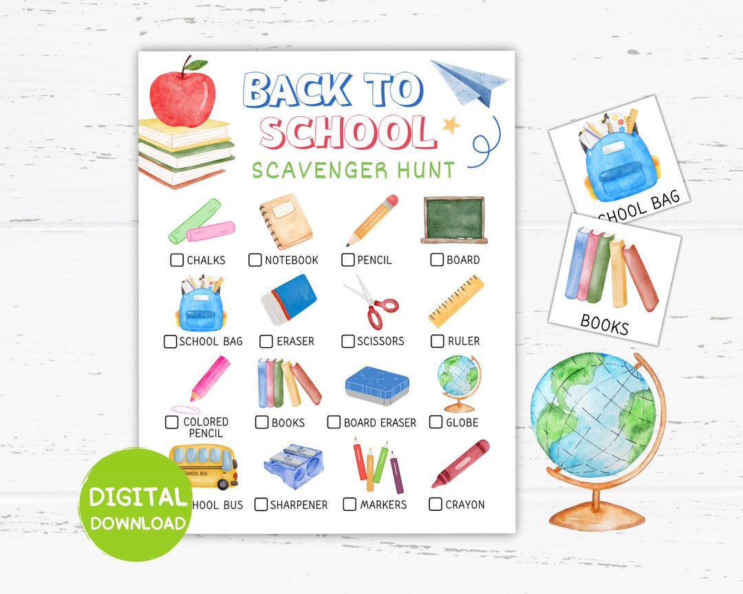 Back to School Scavenger Hunt Cards Printable, School Scavenger Hunt ...