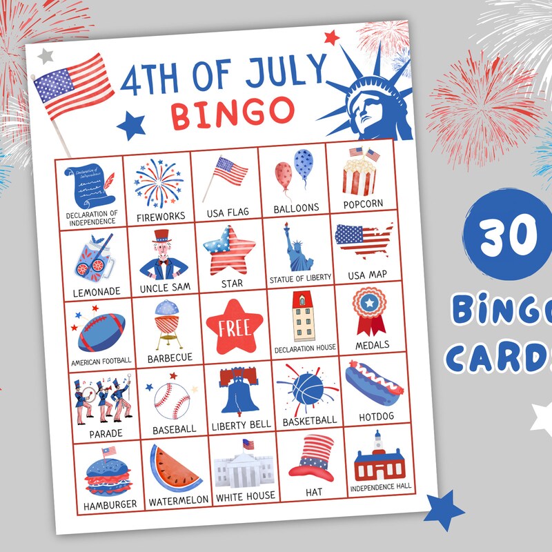 4th of July Bingo - Etsy
