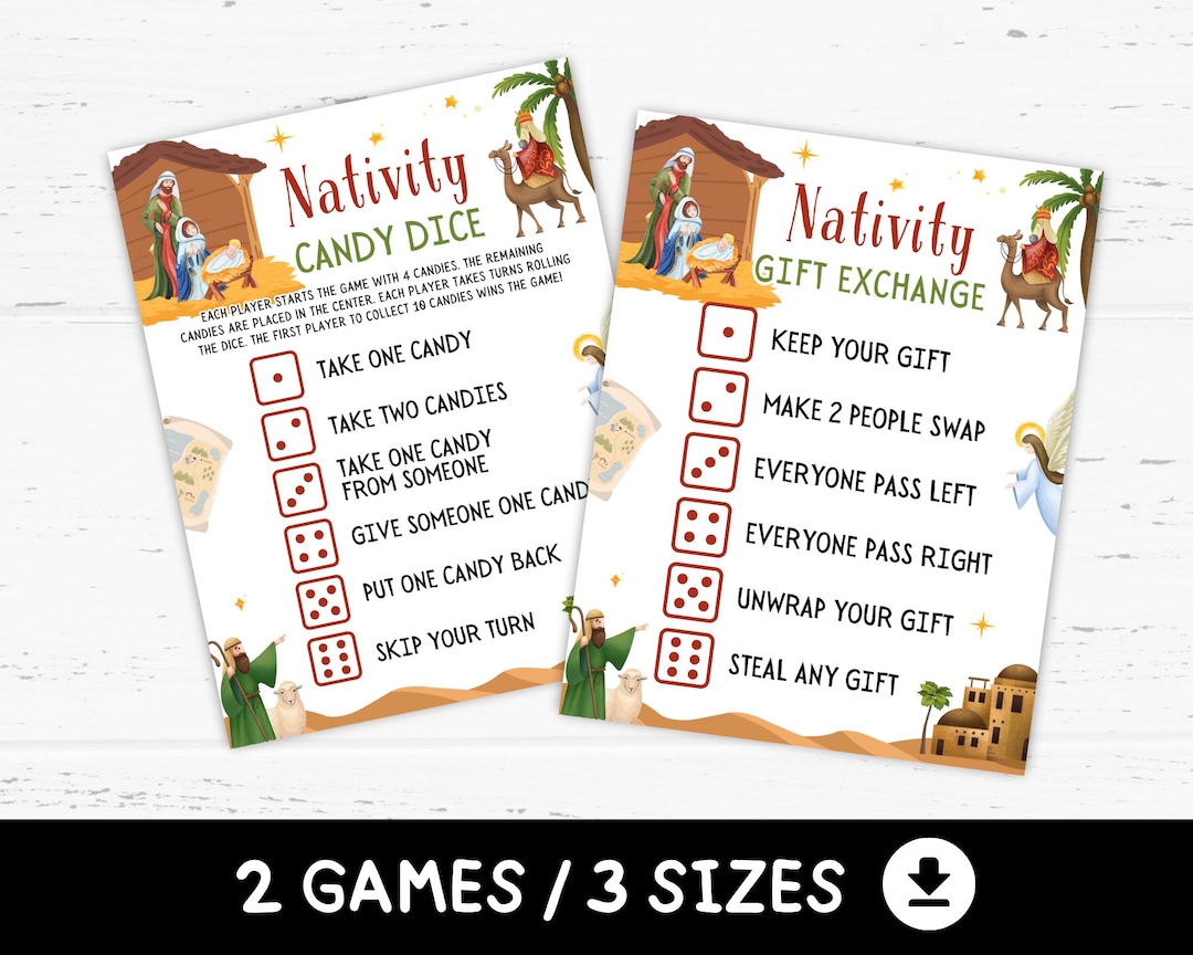 Nativity Candy Dice Game Printable, Christmas Games Gift Exchange ...