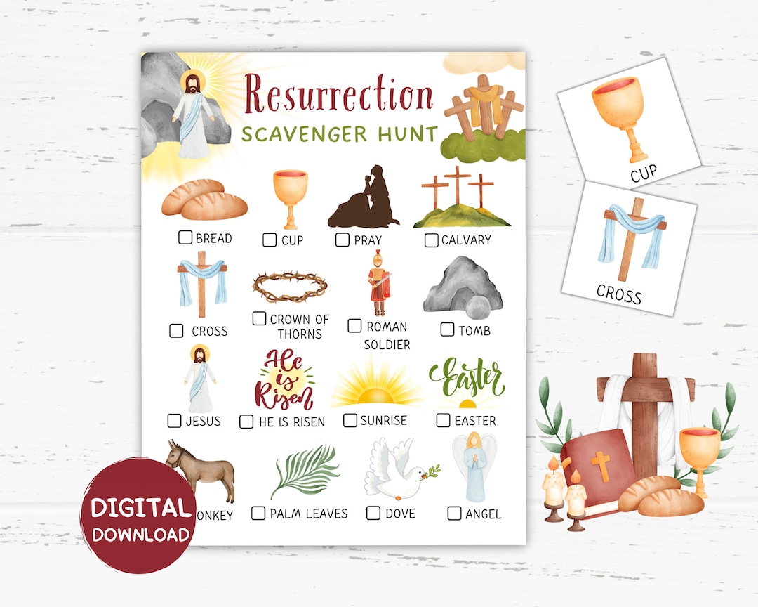 Resurrection Scavenger Hunt for Church Printable, Resurrection ...