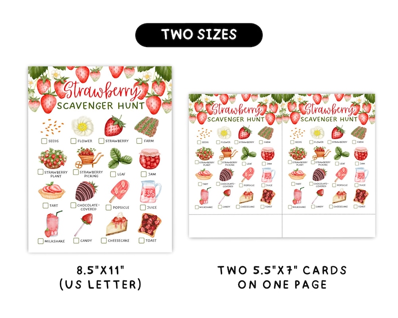 Strawberry Scavenger Hunt Game Printable, Strawberry Games, Strawberry ...