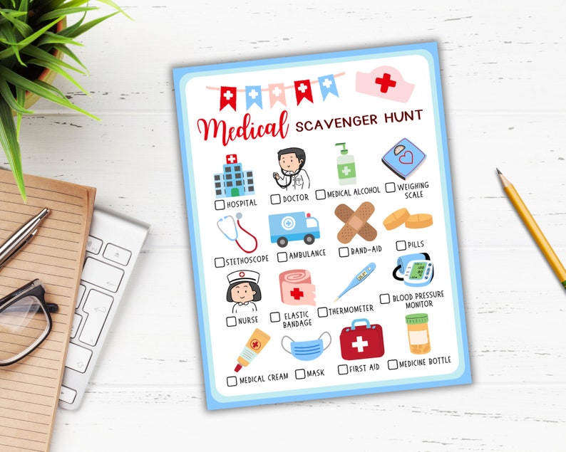 Medical Scavenger Hunt Printable, Nurse Doctor Scavenger Hunt, Indoor ...