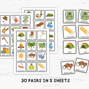 Camping Memory Game Printable, Camping Flashcards, Camping Games ...