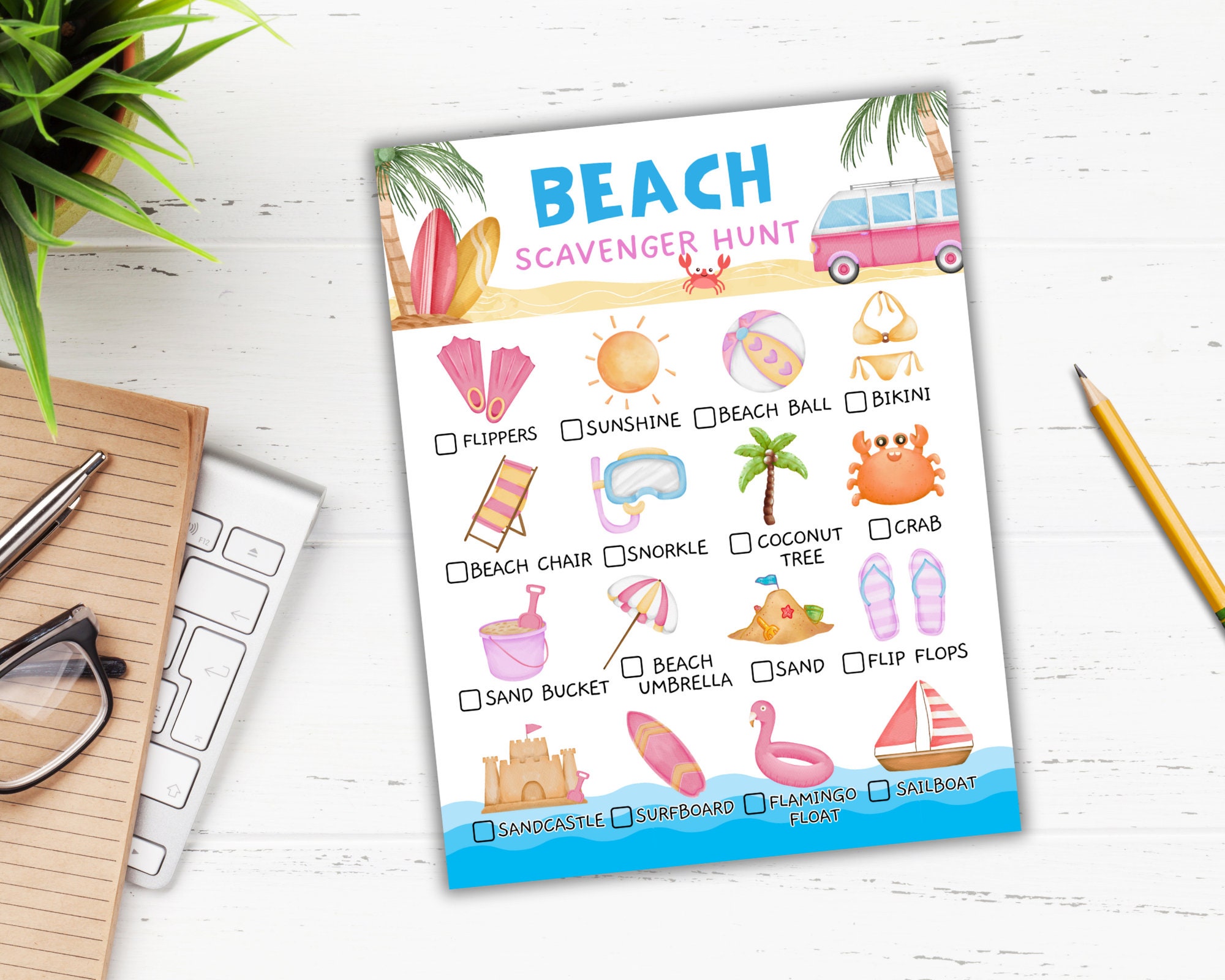 Beach Scavenger Hunt Printable, Summer Scavenger Hunt, Indoor Scavenger ...