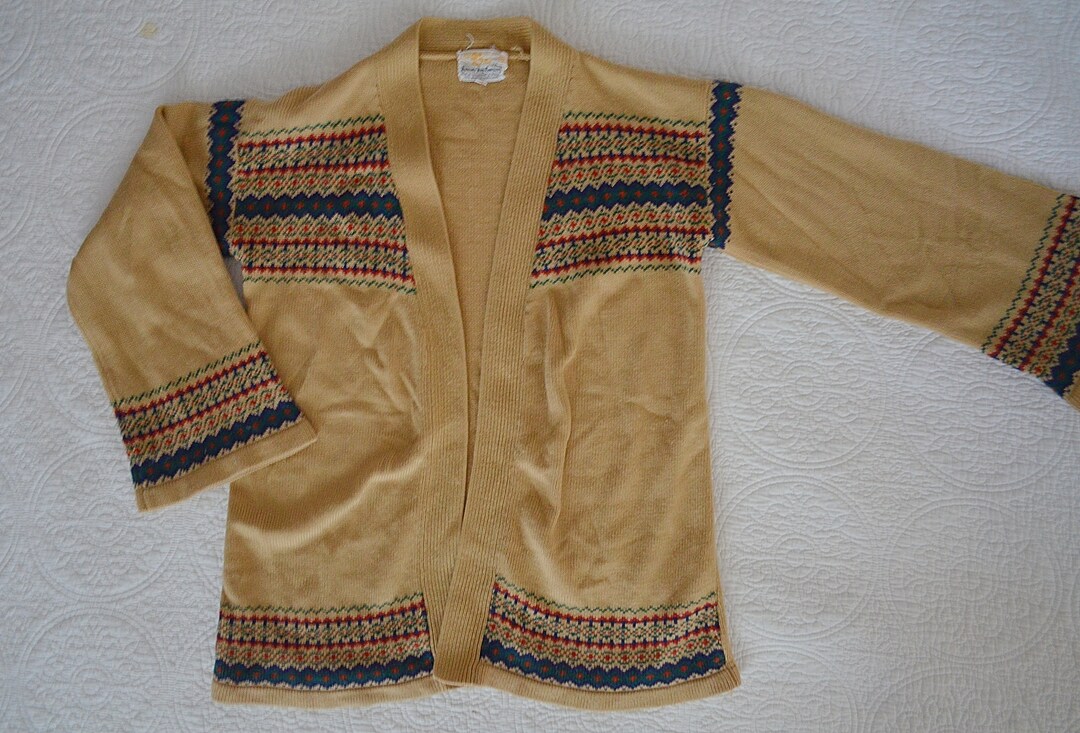 Vintage Women's Boho Tan Open Cardigan / '70s the Bay Hudson Bay ...