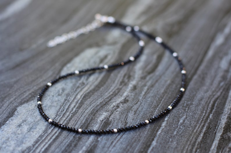 Dainty Spinel Choker: Beaded Necklace With Gold Plated Sterling Silver ...