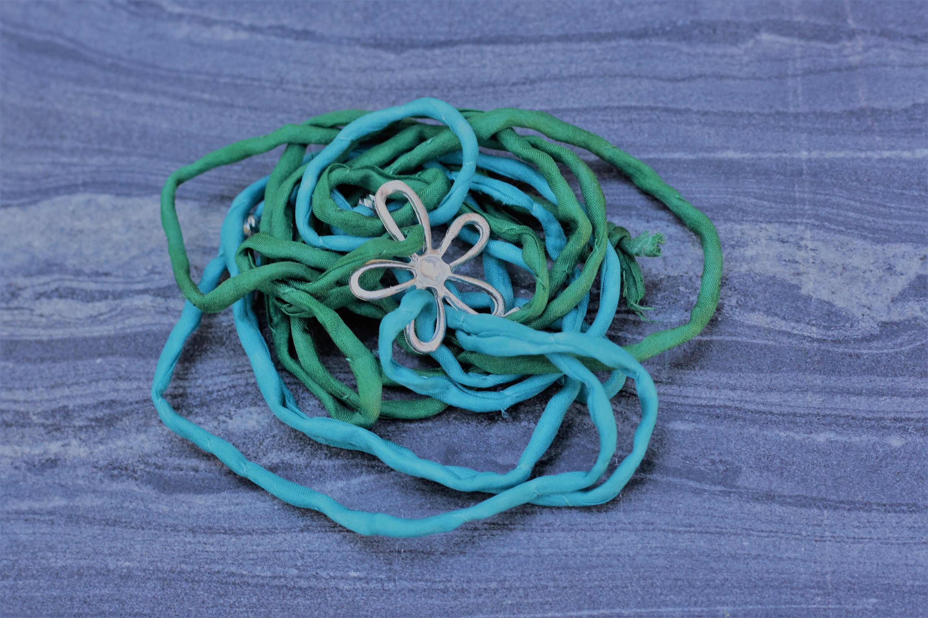 Silk Ribbon Bracelet Multistrand Bracelet Charm Bracelet Silk Wrap