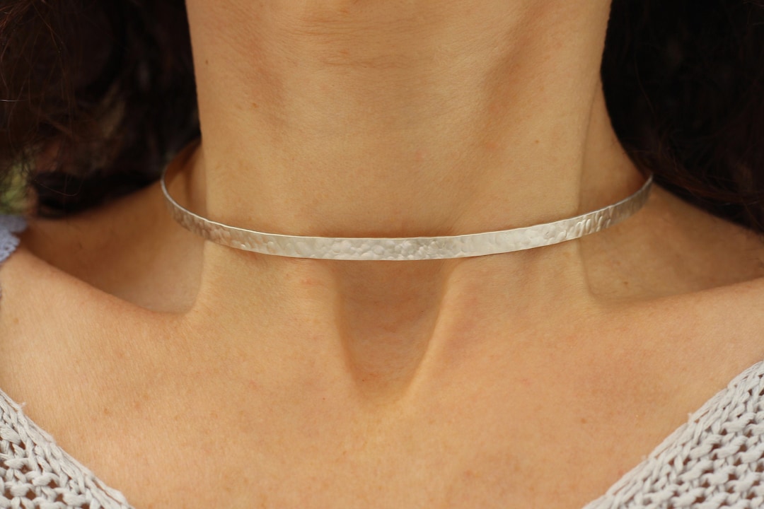Handmade Hammered Sterling Silver Cuff Choker Necklace: Greek Goddess ...