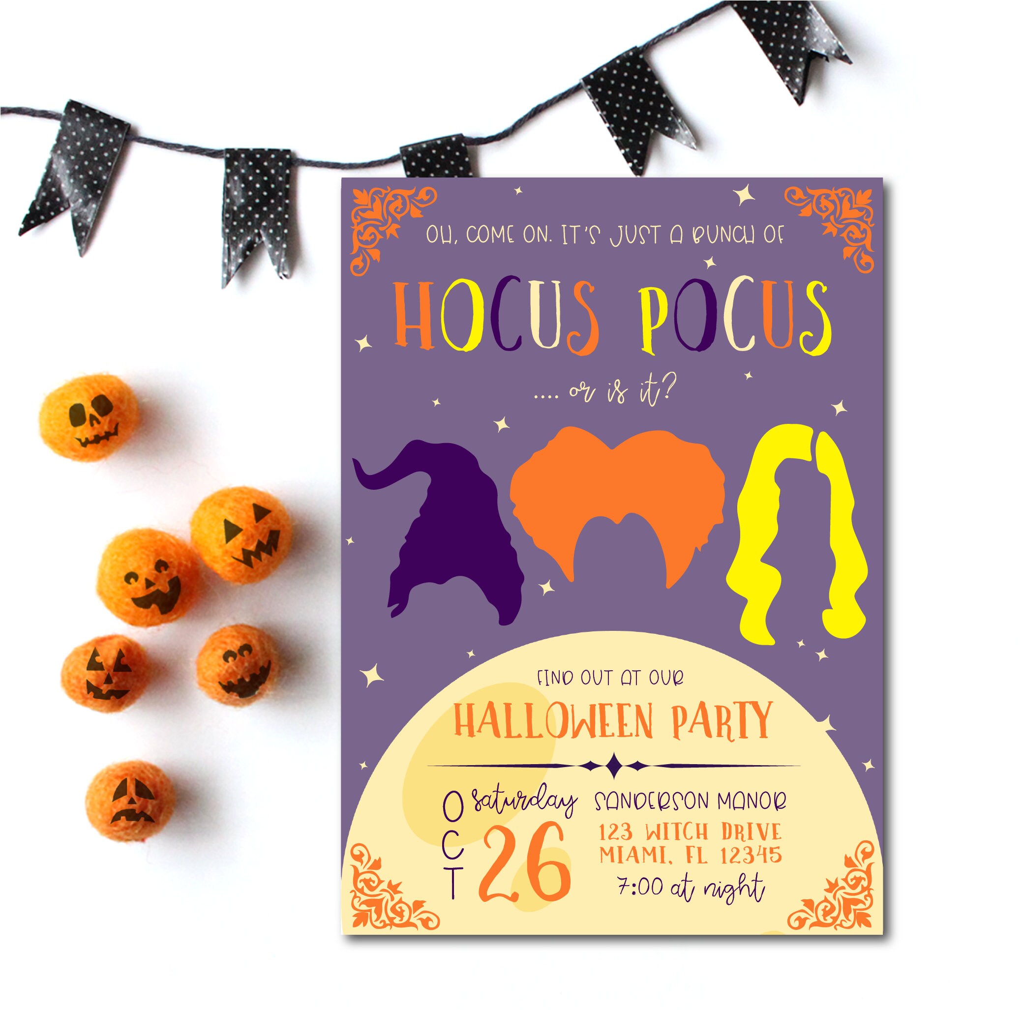 Halloween Party Invitation Hocus Pocus Halloween Party Invite Sanderson ...