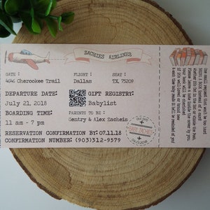 Baby Shower Ticket Invitation, Boarding Pass Ticket, Plane ...