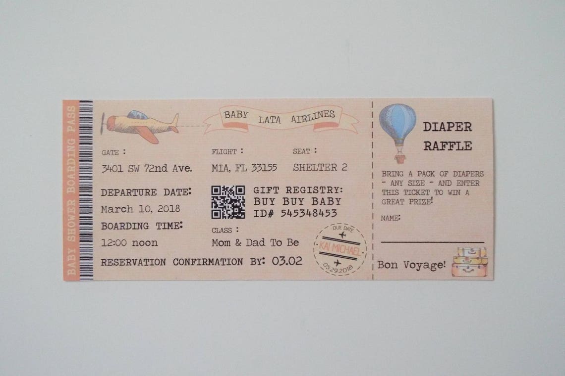 Boarding Pass Baby Shower Invitation, Airplane Theme (digital Download ...