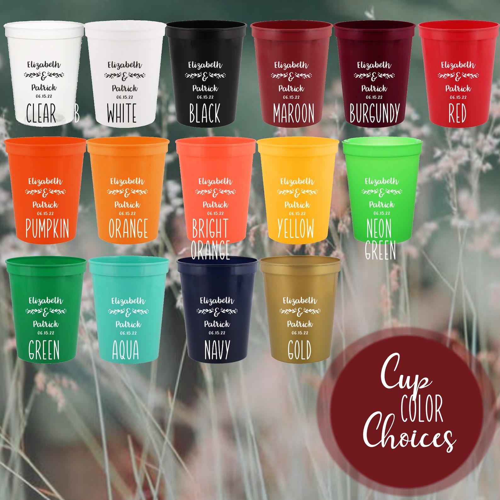 Wedding Custom Stadium Cups, Personalized Cups, Wedding Reception Cups ...