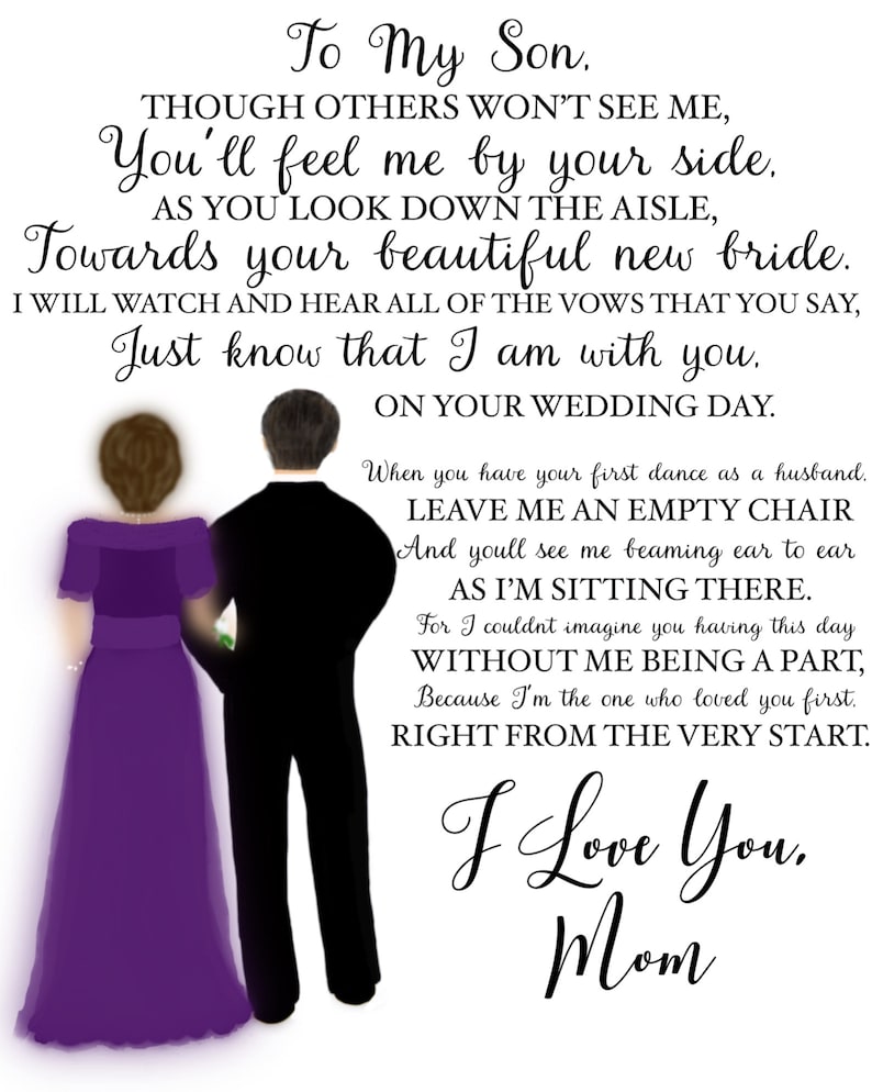 To My Son - Wedding Day Poem From Mother Who Cannot Be There - Etsy