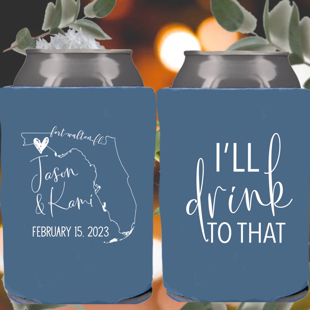 Florida Wedding Custom Can Coolers-, Destination Wedding, Coolie ...