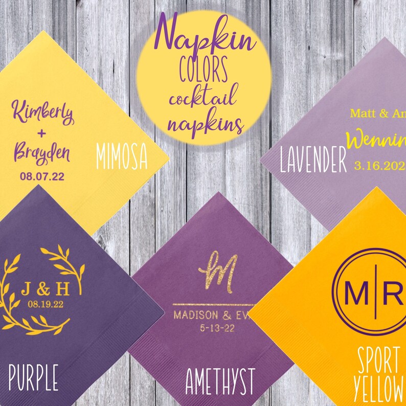 Purple & Gold Custom Cocktail Napkins Louisiana LSU Colors - Etsy