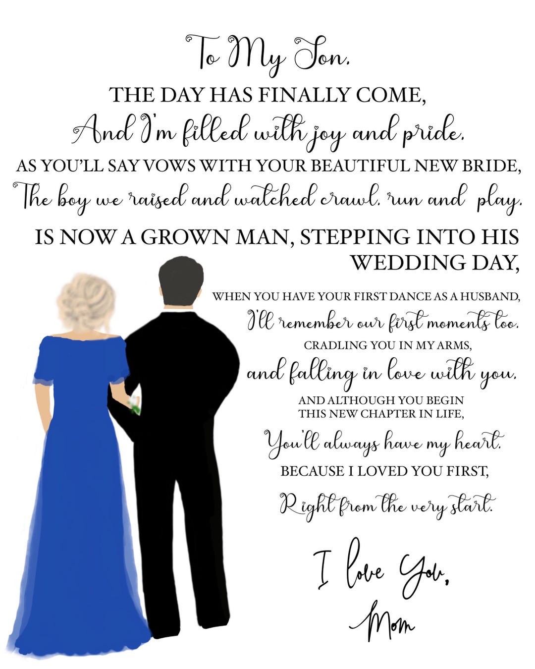 To My Son - Wedding Day Poem, Note, Letter From Mother, Mom, Mum to Son ...