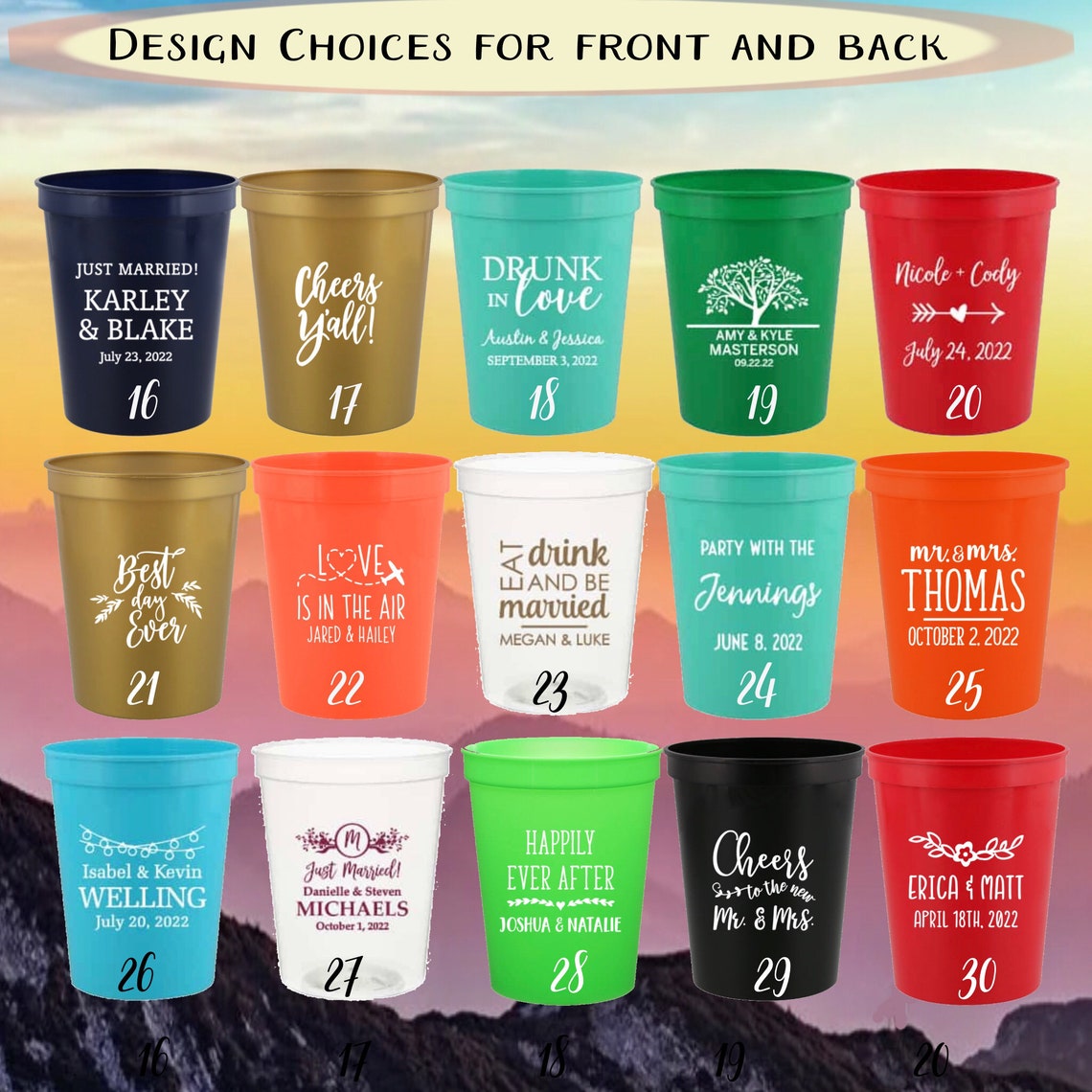 Wedding Custom Stadium Cups Personalized Cups Wedding - Etsy