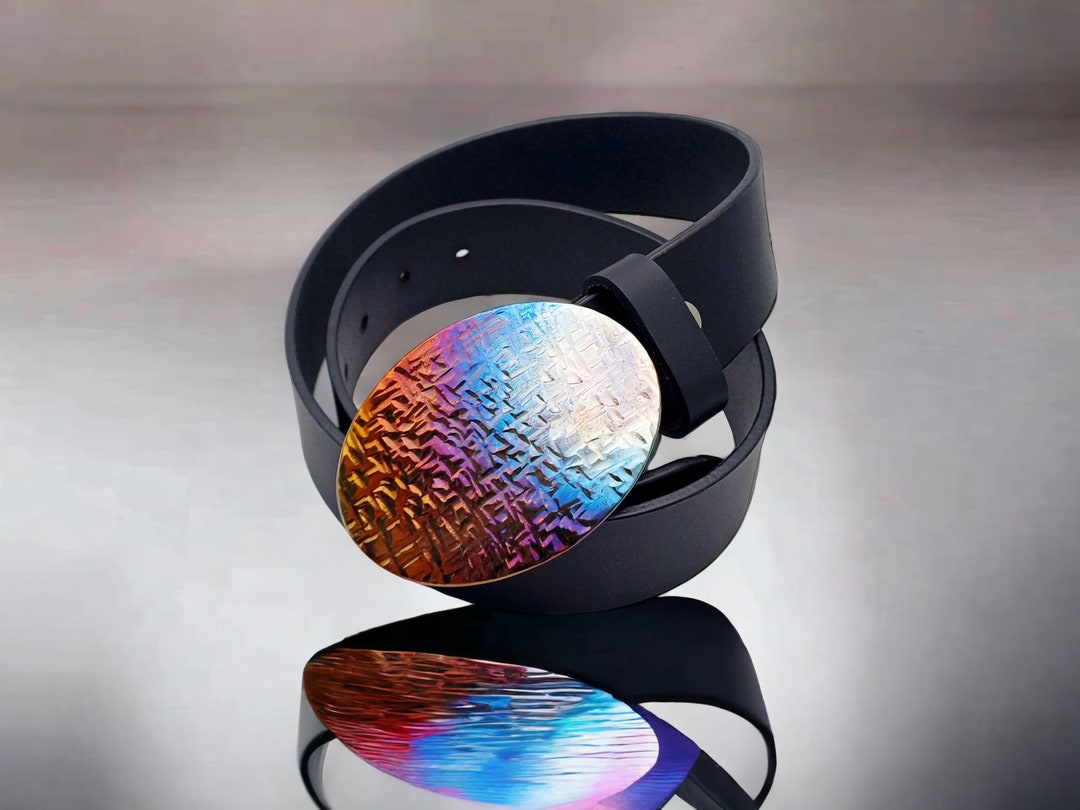 Shiny Belt Buckle With Oil Slick Effect Made From Stainless Steel ...