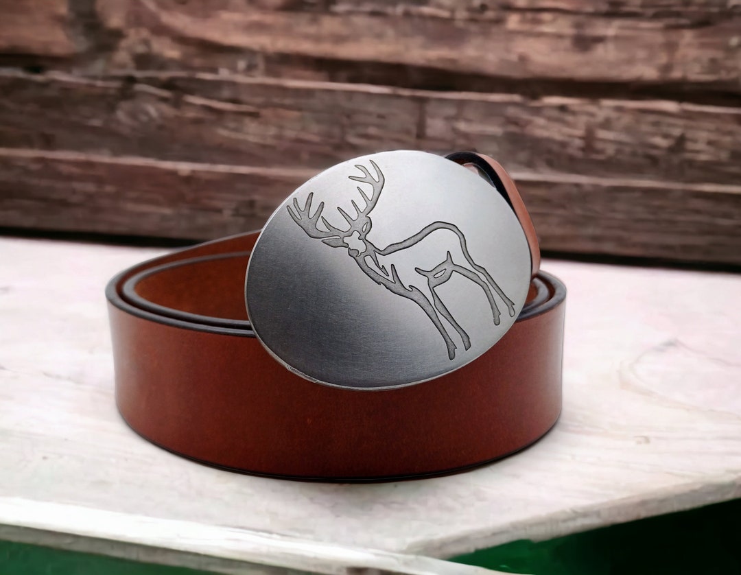 Dear Stag Belt Buckle for 38mm(1.5 Inch) Belt, Handmade Belt Buckle ...