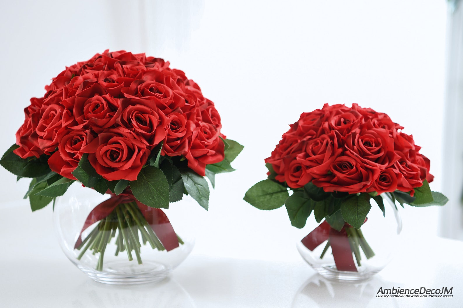 Silk Red Roses in a Vase /artificial Flower Arrangement /rose - Etsy