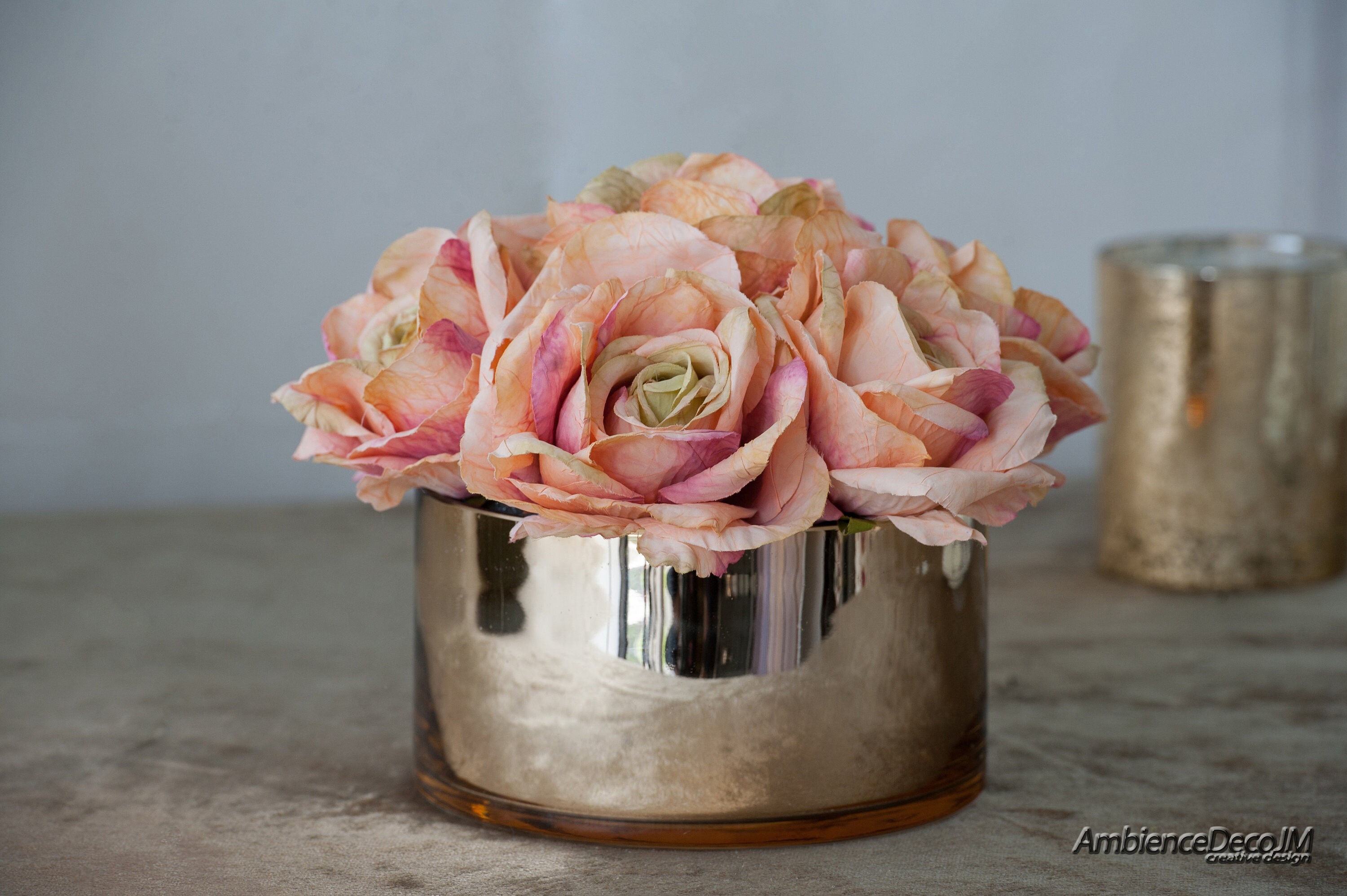 Silk Tea Rose Table Decor. Artificial Rose Arrangement in a - Etsy