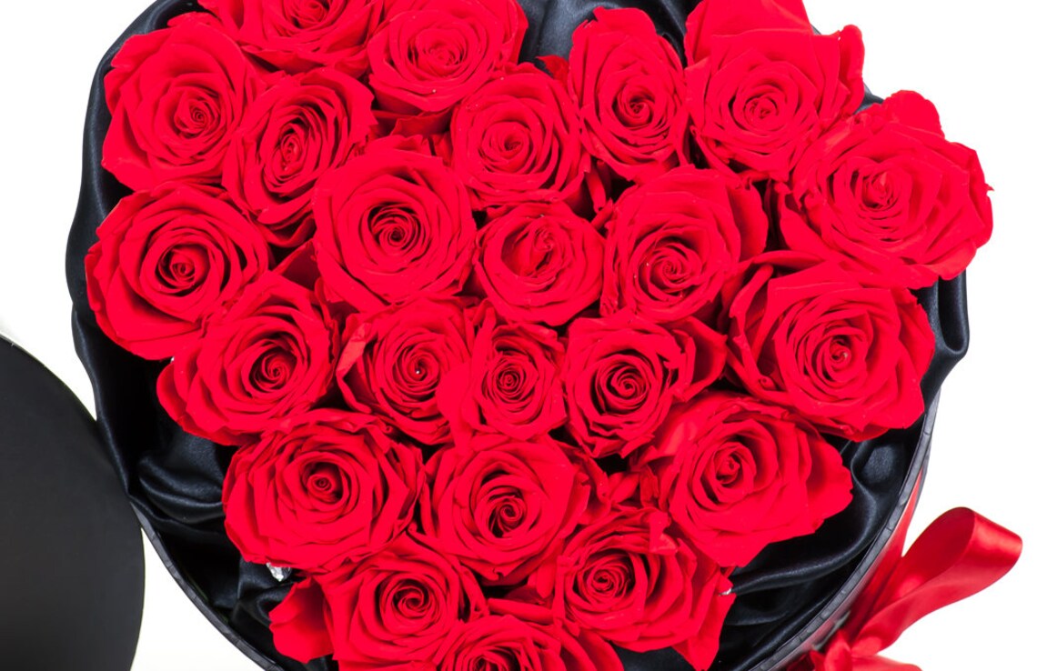 Red infinity roses in a box heart shaped infinity roses in | Etsy