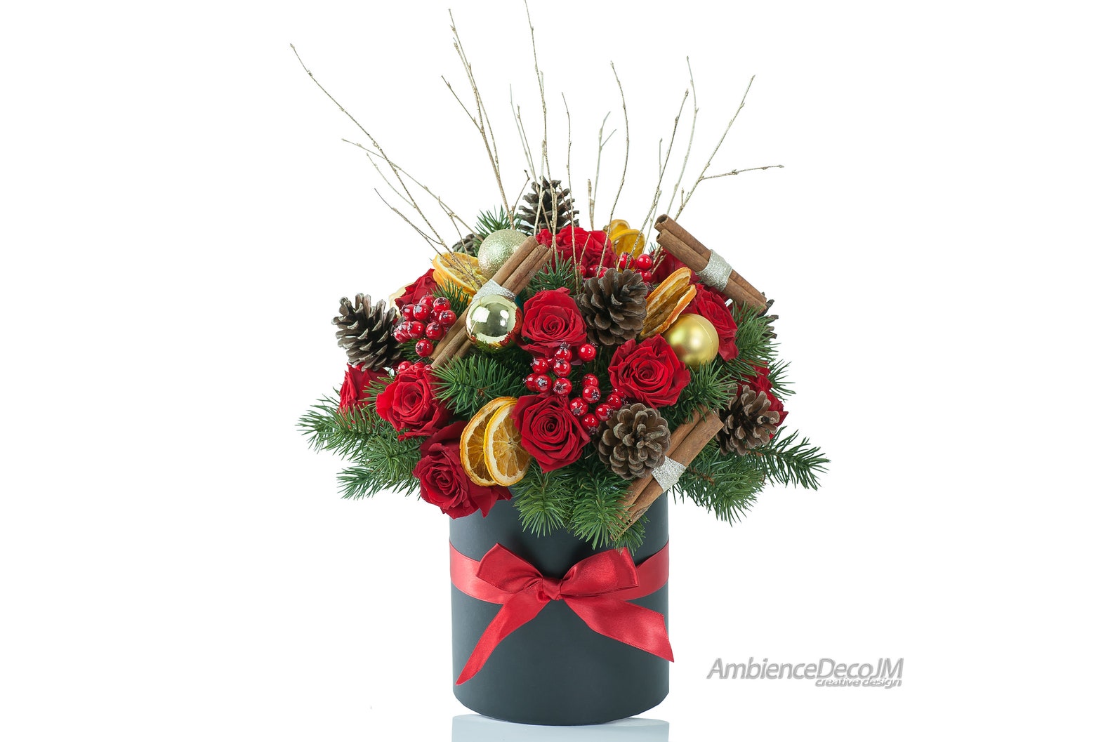 Christmas Centerpiece Hat Box Festive Hat Box Christmas - Etsy